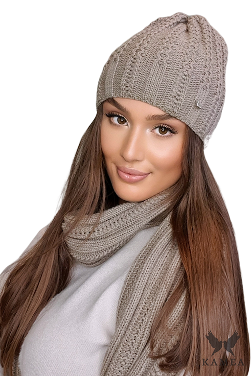 ŽENSKI SET KAMEA KAMEA_SET_HAT&SCARF_K.22.253.04_DARK_BEIGE