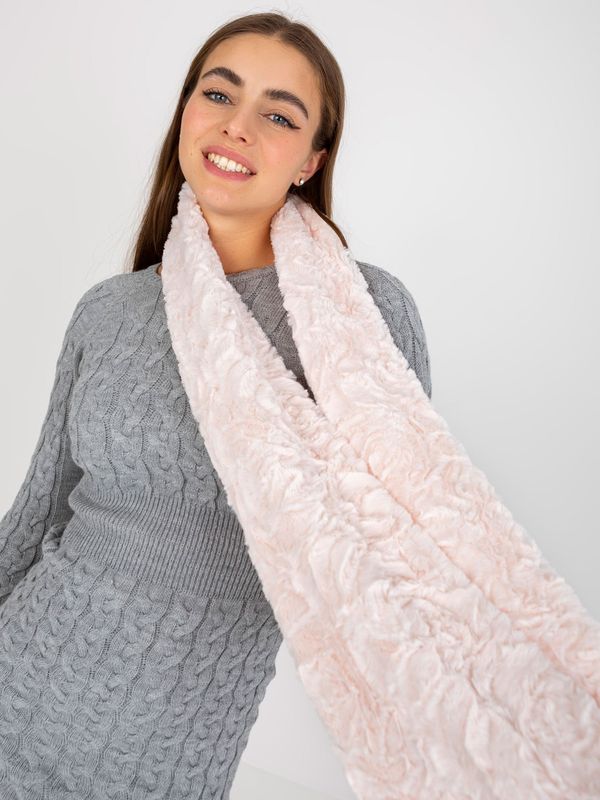 LIGHT PINK WOMEN'S TUBE SCARF MADE OF FAUX FUR
