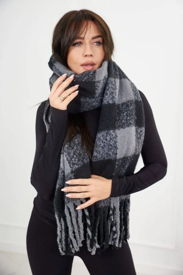 KESI WŁOSKI 6073 WOMEN'S SCARF BLACK + GRAPHITE