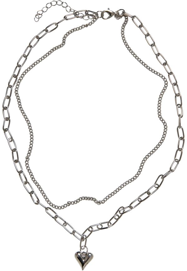SILVER NECKLACE WITH HEART ICON LAYERING