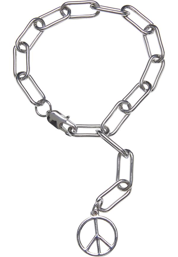 Y CHAIN PEACE PENDANT BRACELET SILVER