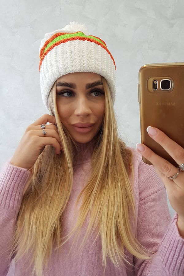 KINGA K297 WOMEN'S CAP WHITE + ORANGE + GREEN