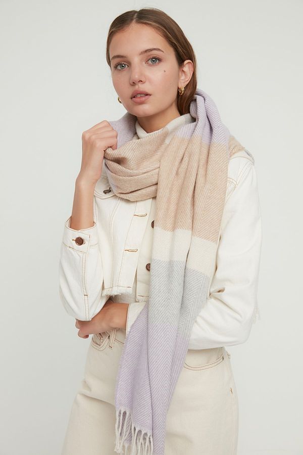 TRENDYOL WOMEN'S MULTICOLORED BLOCKY SOFT TEXTURED SCARF