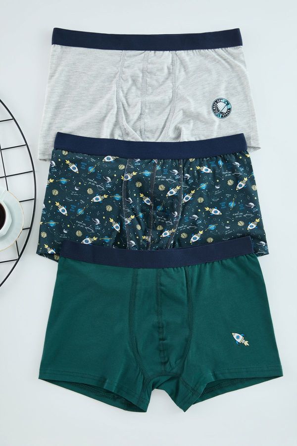 TRENDYOL 3-PACK PATTERNED/PLAIN COTTON BOXER