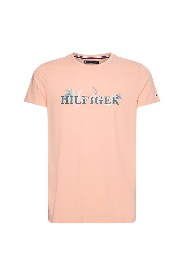 TOMMY HILFIGER T-SHIRT - PALM FLORAL TEE ORANGE