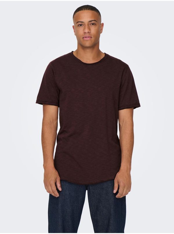 WINE MEN'S STRIPED T-SHIRT ONLY & SONS BENNE - MEN'S