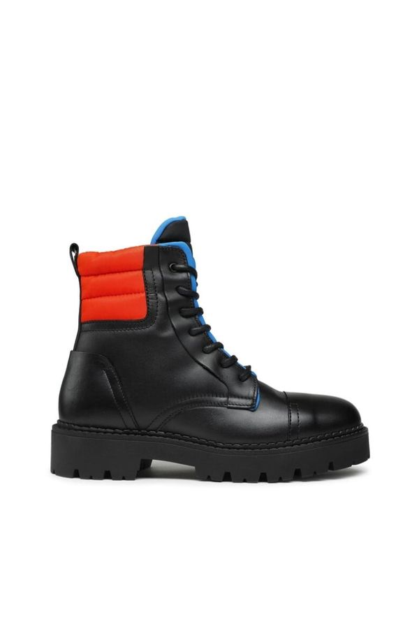 TOMMY JEANS BOOTS - PADDED LACE UP HERIT BLACK
