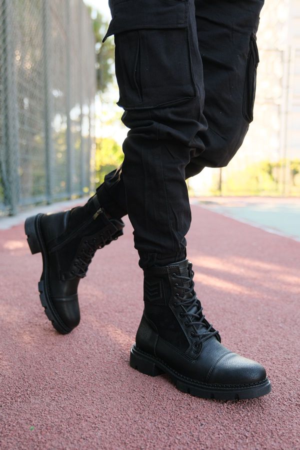 RICCON BLACK BLACK MEN'S COMBAT BOOTS 0012638