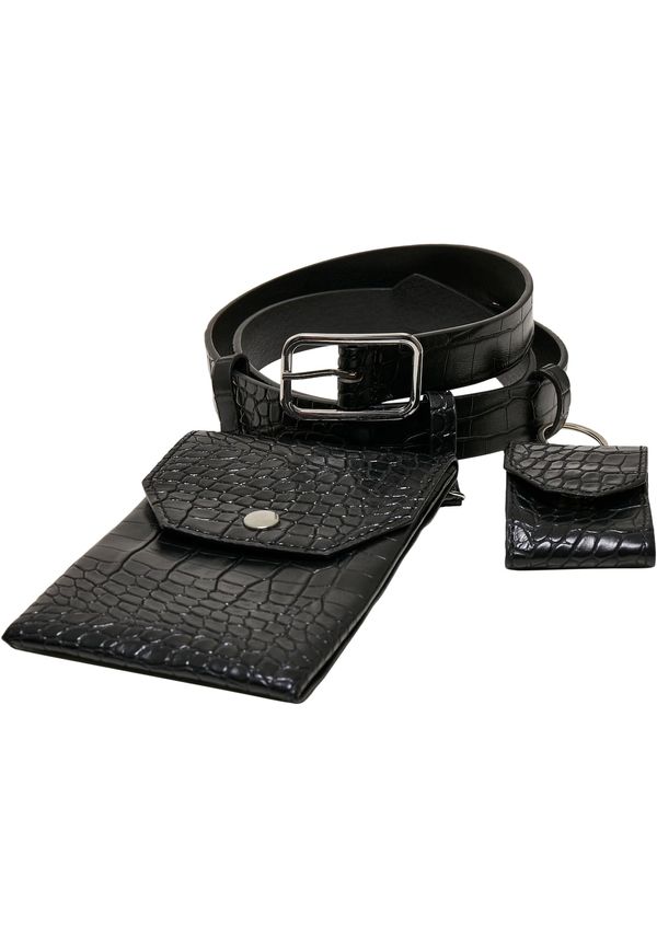 CROCO SYNTHETIC LEATHER STRAP WITH BLACK/SILVER SHEATH