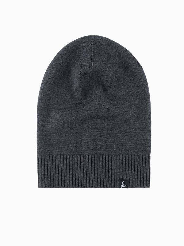 OMBRE ZIMOWA MĘSKA CZAPKA BEANIE Z BAWEŁNIANEJ DZIANINY – GRAFITOWY MELANŻ