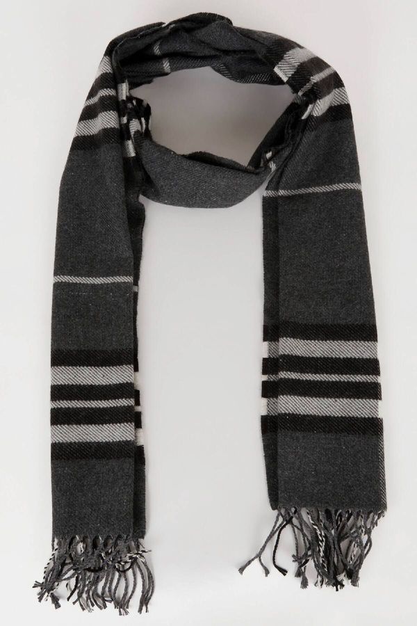 DEFACTO MEN'S PLAID WOVEN SCARF