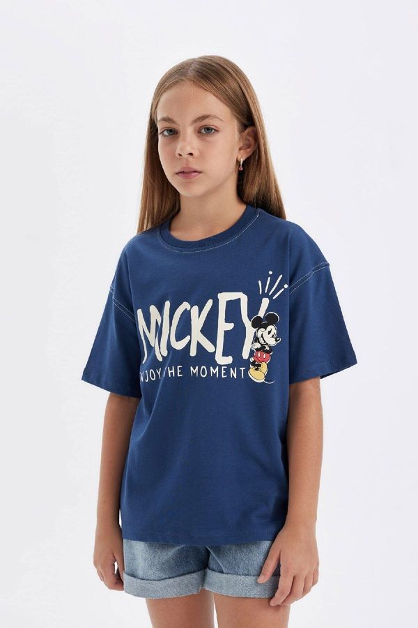 DEFACTO GIRLS DISNEY MICKEY & MINNIE OVERSIZE FIT CREW NECK SHORT SLEEVE T-SHIRT