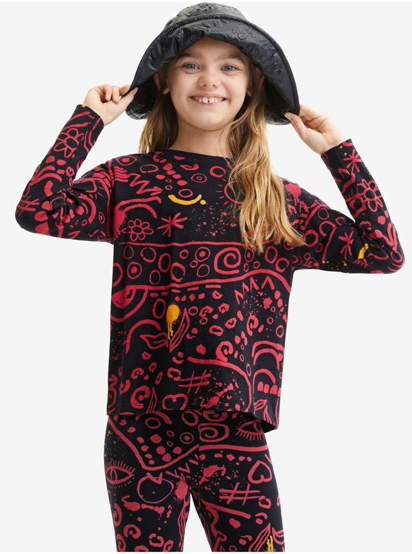 BLACK GIRLS' PATTERNED T-SHIRT DESIGUAL CARLOTA - GIRLS