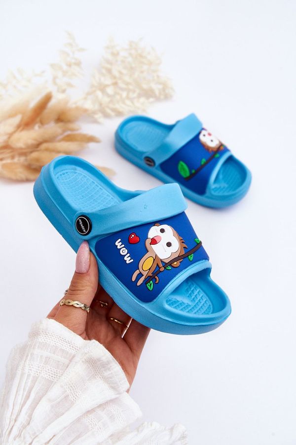 LIGHT CHILDREN'S SLIDES ANIMAL SANDALS BLUE RICO