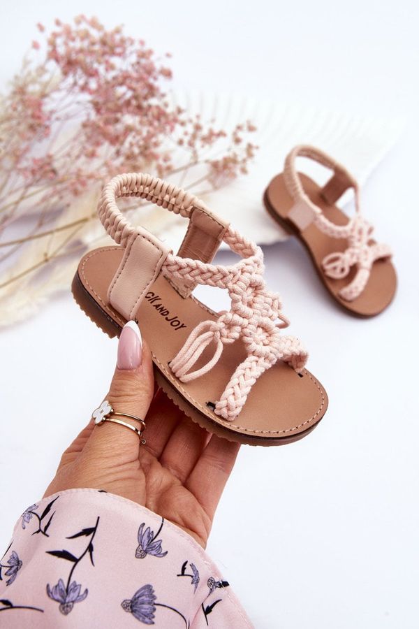 FR1 CHILDREN'S BRAIDED SLIP-ON SANDALS PINK TRACY