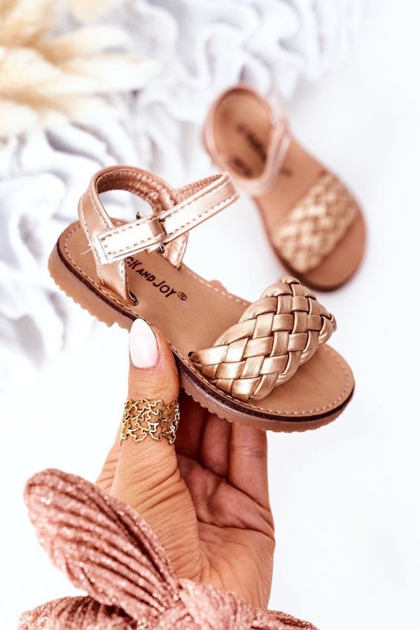 FR1 CHILDREN'S BRAIDED SANDALS ROSE GOLD BAILLY