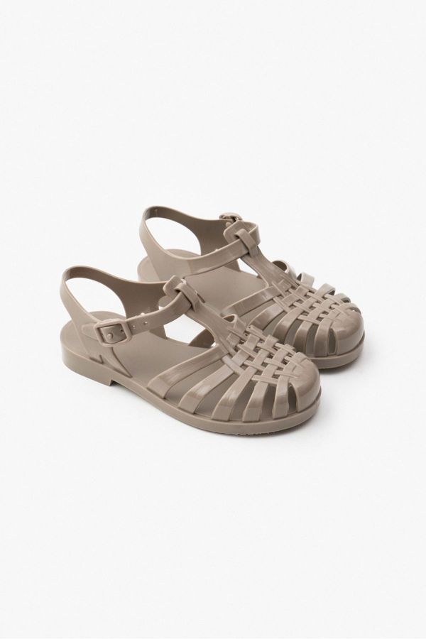NİŞANTAŞI SHOES ANDERLINE JR. DARK BEIGE MATTE BELT DETAIL CHILDREN'S SANDALS