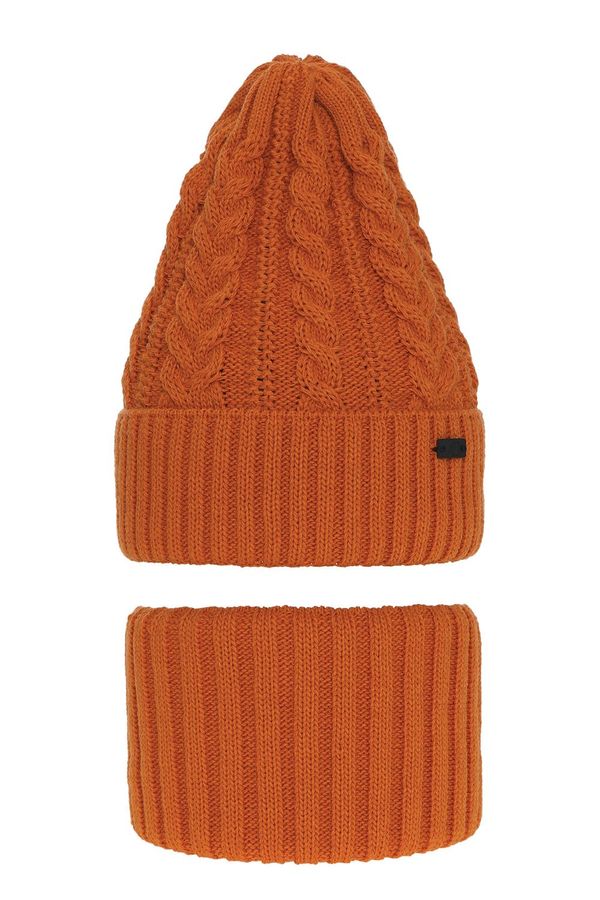 AGBO BOY'S WINTER SET: HAT AND TUBE SCARF ORANGE COLINS