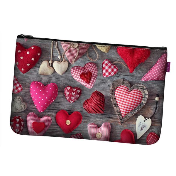 BERTONI UNISEX'S POCKET COSMETIC BAG VALENTINE HEARTS