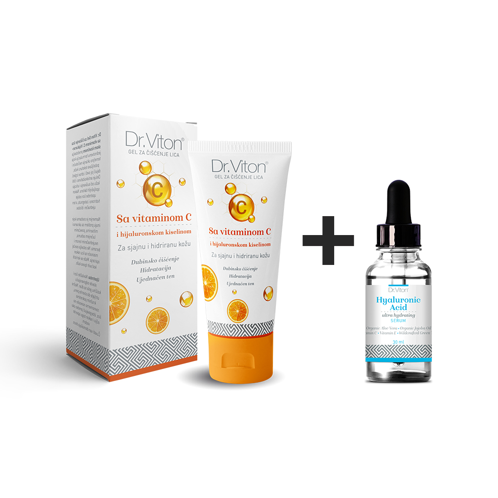 Dr. Viton Gel za čišćenje lica sa vitaminom C i hijaluronskom kiselinom 100 ml + Dr. Viton – Hyaluronic Acid Serum 30 Mililitara
Dr. Viton Hyaluronic Acid Serum 30 Mililitara