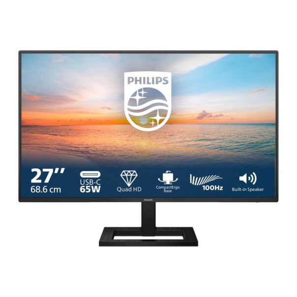 PHILIPS Monitor 27E1N1600AE/00 27"/IPS/2560x1440/100Hz/4ms GtG/HDMI,USB,USB type C/visina/crna