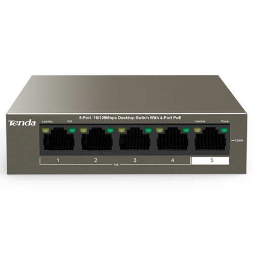 Tenda 5-Port 10/100Mbps Desktop Switch with 4-Port PoE TEF1105P-4-63W