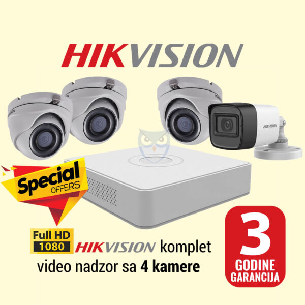 SPECIAL Full HD Hikvision komplet video nadzor sa 4 kamere