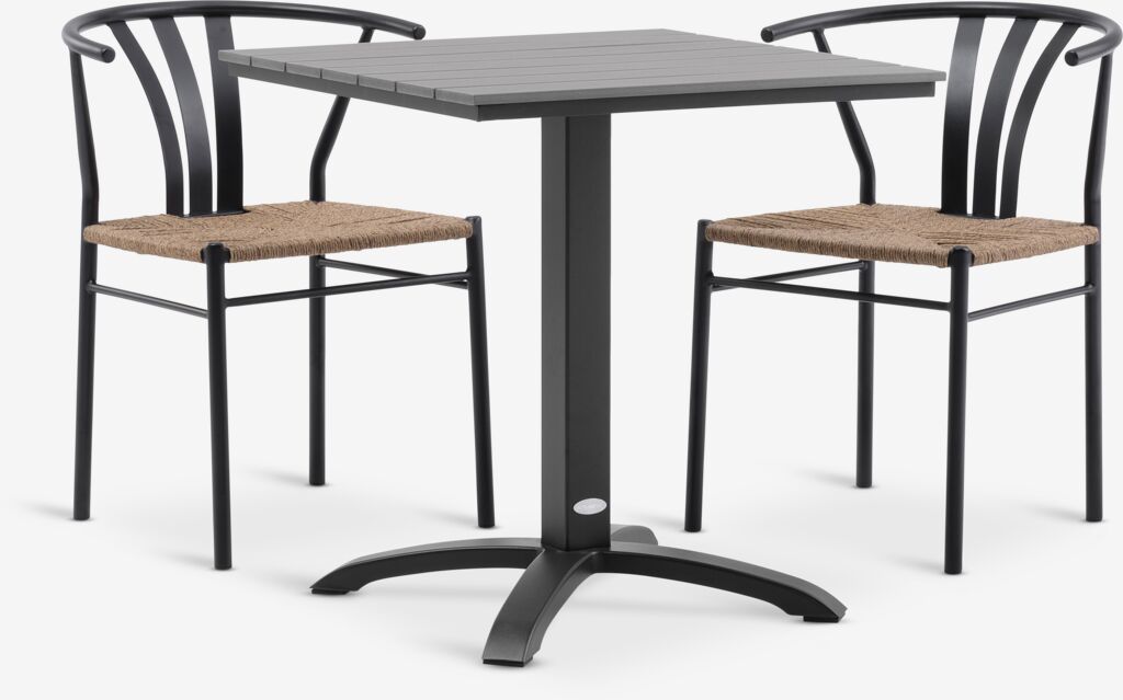 HOBRO D70 sto siva + 2 TAGMARK stolice crna