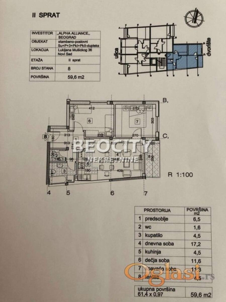 Novi Sad, Rotkvarija, Lukijana Mušickog, 2.0, 64m2, 170000EUR