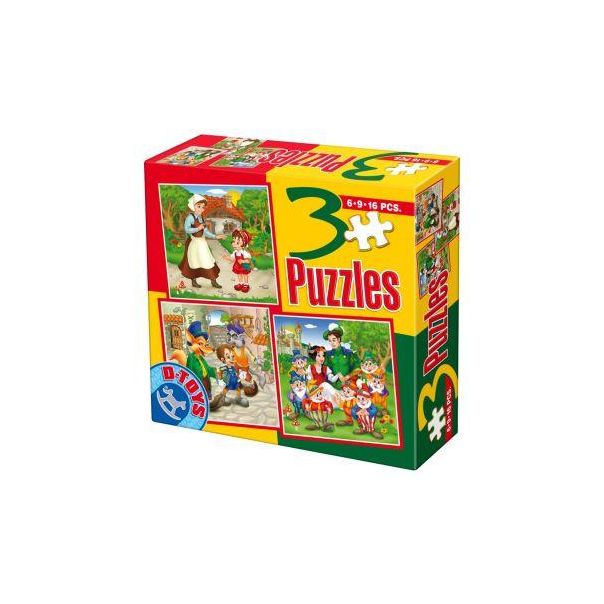 D-TOYS Puzzle 3u1 Bajke 07 - 6, 9, 16 delova