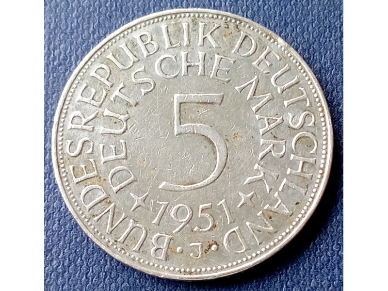 Nemacka - 5 maraka - 1951 - srebro