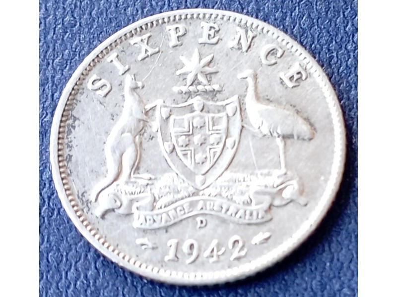 Australija - 6 pence - 1942 - srebro