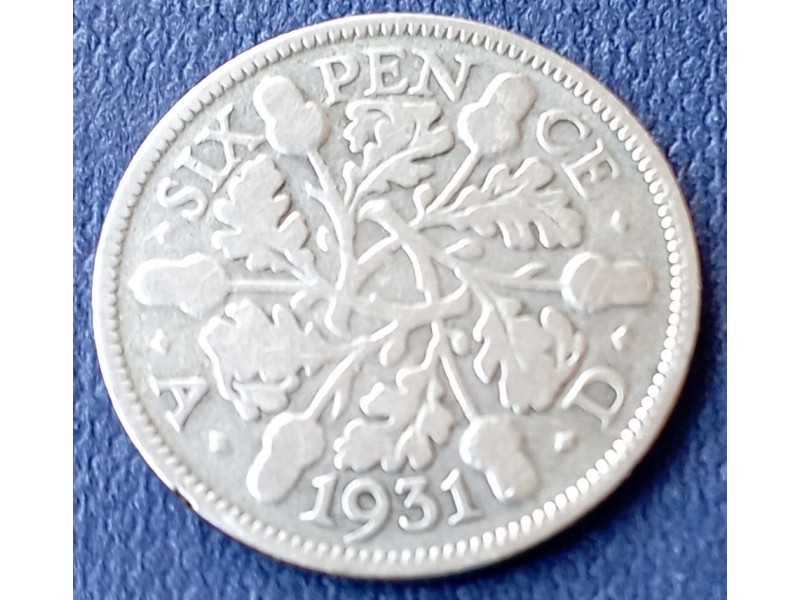 Velika Britanija - 6 pence - 1931 - srebro