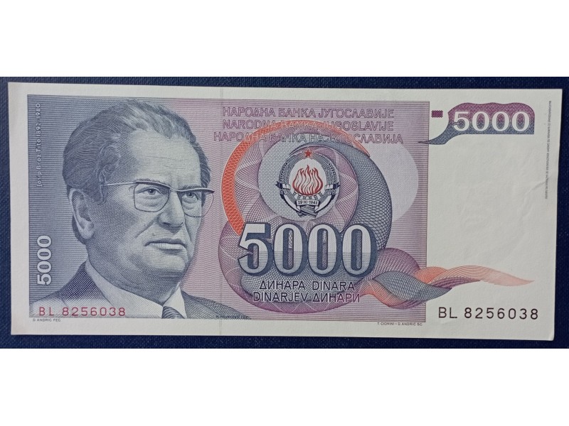 Jugoslavija - 5000 dinara - 1985