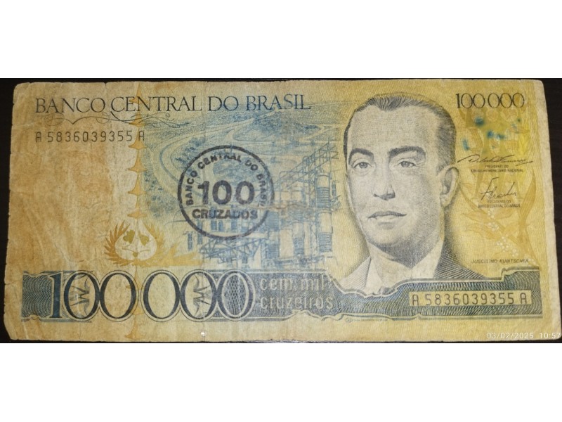 100 000 cruzeiros (100 cruzados) Brazil 1986