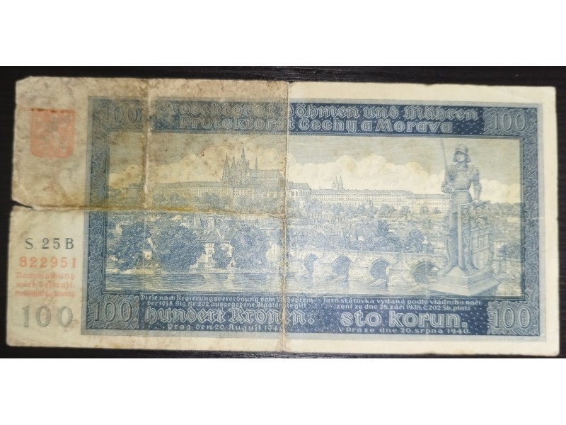 100 kruna Bohemija i Moravia (Ceska) 1940