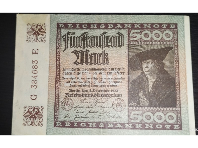 5000 maraka Nemacka 1922