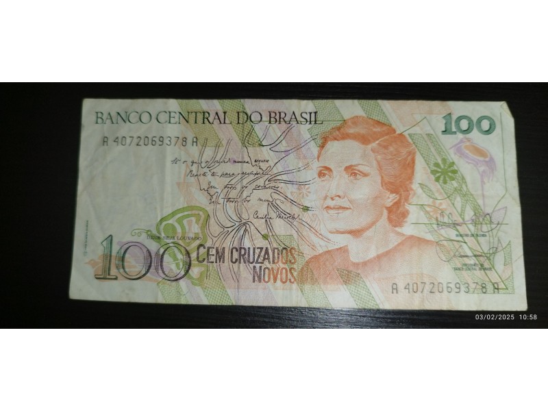 100 cruzados Brazil 1989