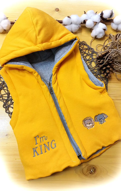 TODDS FASHION Termo prsluk za dečake - I'm king žuti