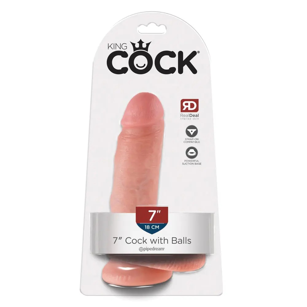 Pipedream King Cock 7" Dildo sa testisima, 13.5 cm, Boja kože