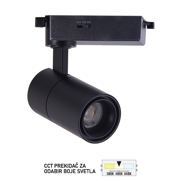 LED šinski reflektor TL08-12CCT BK