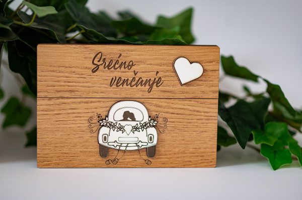 DRVENA ČESTITKA ZA VENČANJE