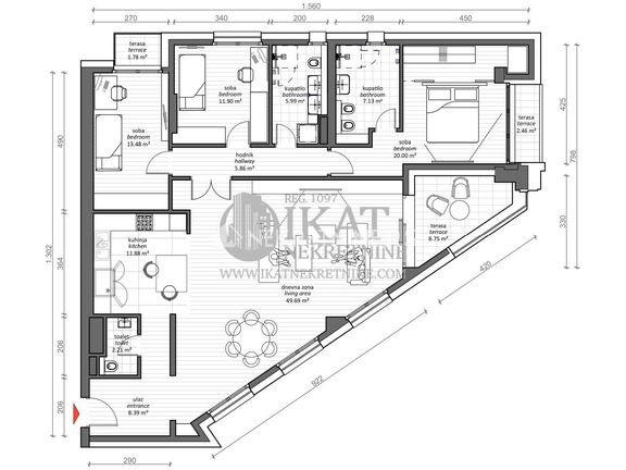 LUX novogradnja na Vračaru, Neimar 149,52m2 sa tri terase ID#4126