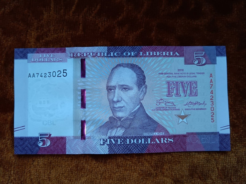 Liberija 5 dolara,2016 god.UNC