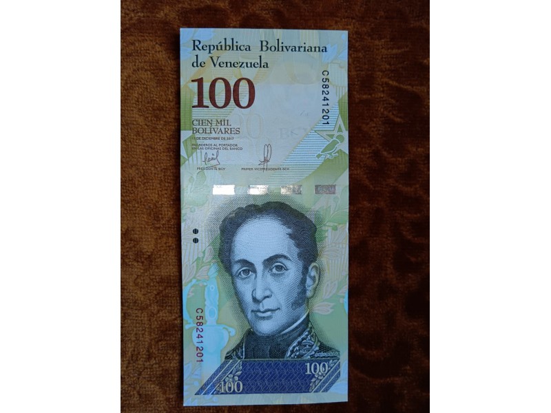 Venecuela 100 Bolivar,2017 god.UNC,tamni broj