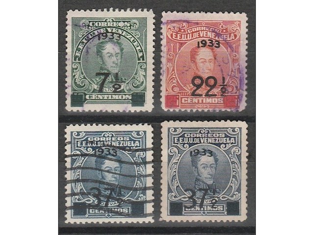 Venecuela, Venezuela-1933-Simon Bolivar Overprints