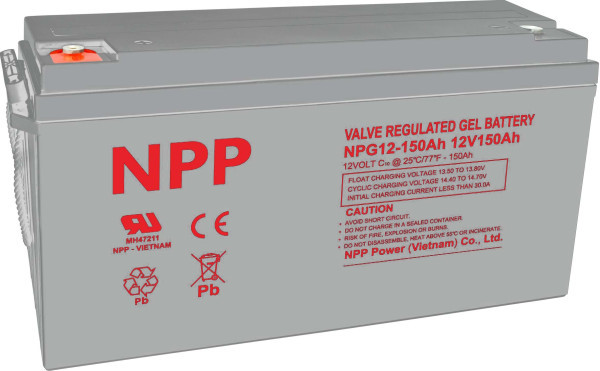 NPP NPG12V-150Ah, GEL BATTERY, C20=150AH, T16, 485*172*240*240, 38,5KG, Light grey