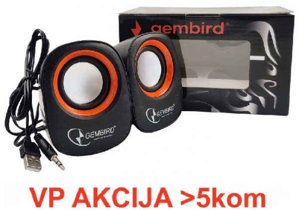 SPK-111 ** Gembird Stereo zvucnici Orange/black, 2 x 3W RMS USB pwr, 3.5mm kutija sa prozorom (399)