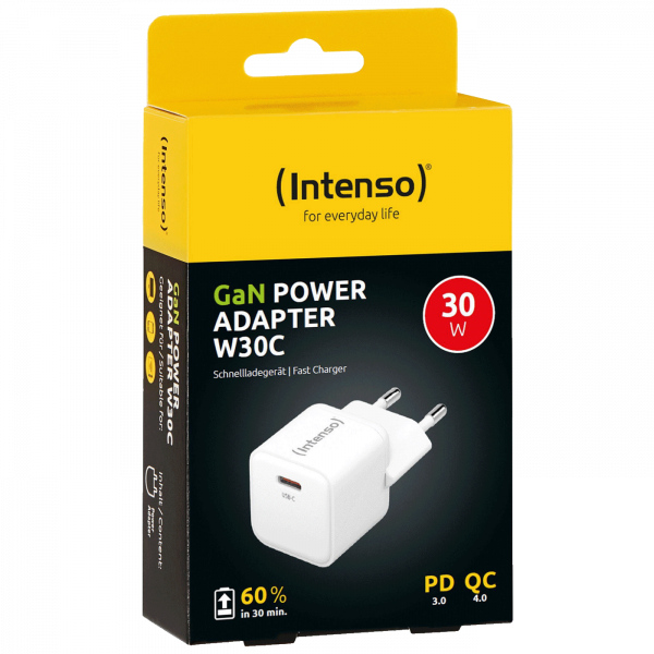 (Intenso) Punjač kućni, brzi, USB-C, 3A, 30W - Power Adapter W30C Gan