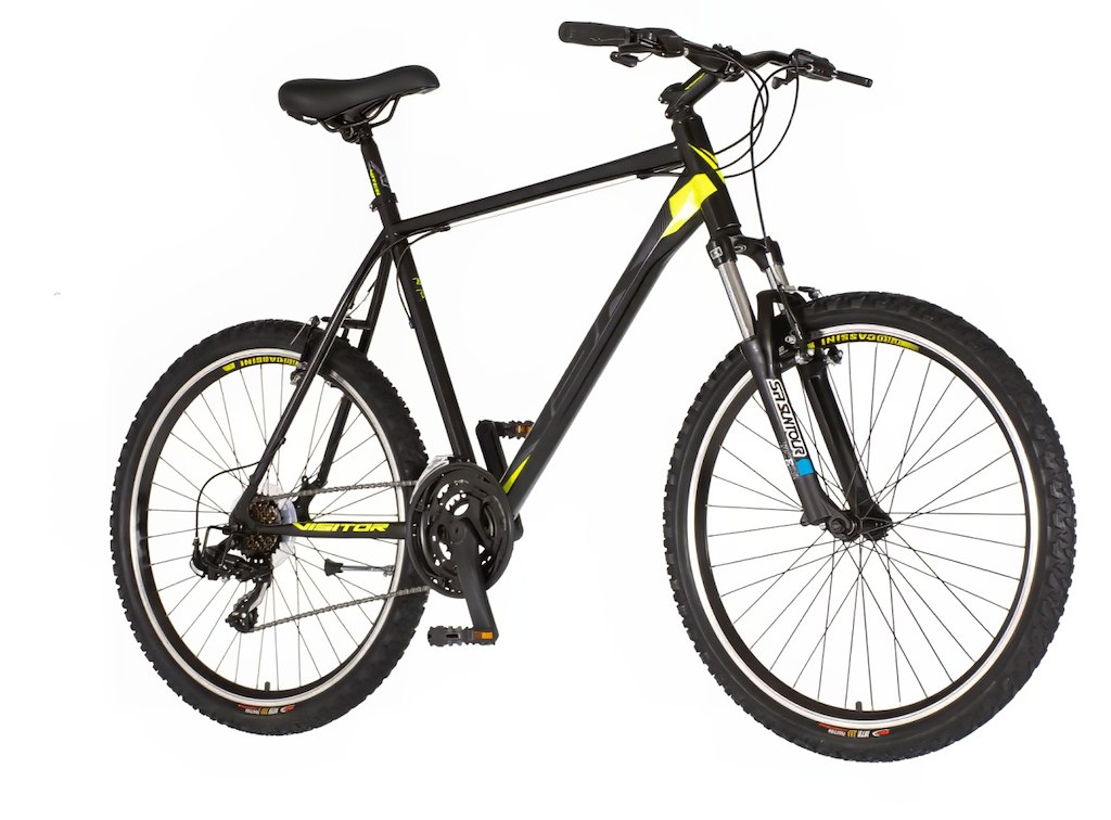 BICIKL MTB VISITOR MASTER 26" AM SANTUR 22" V-BRAKE 21 BRZINA 175-193CM (XL) CRNO ŽUTI